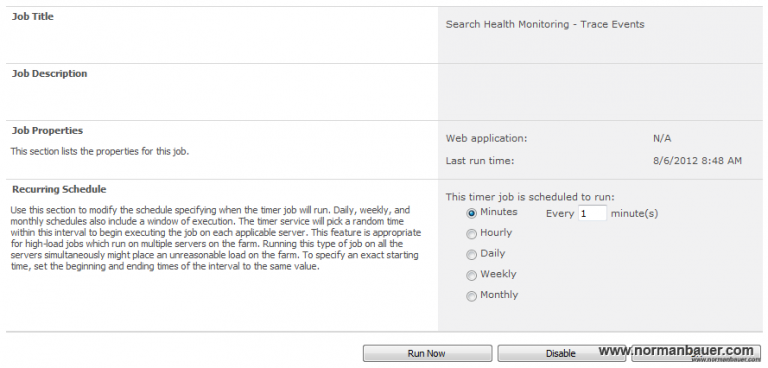 Search Health Monitoring Trace Events Norman Bauer