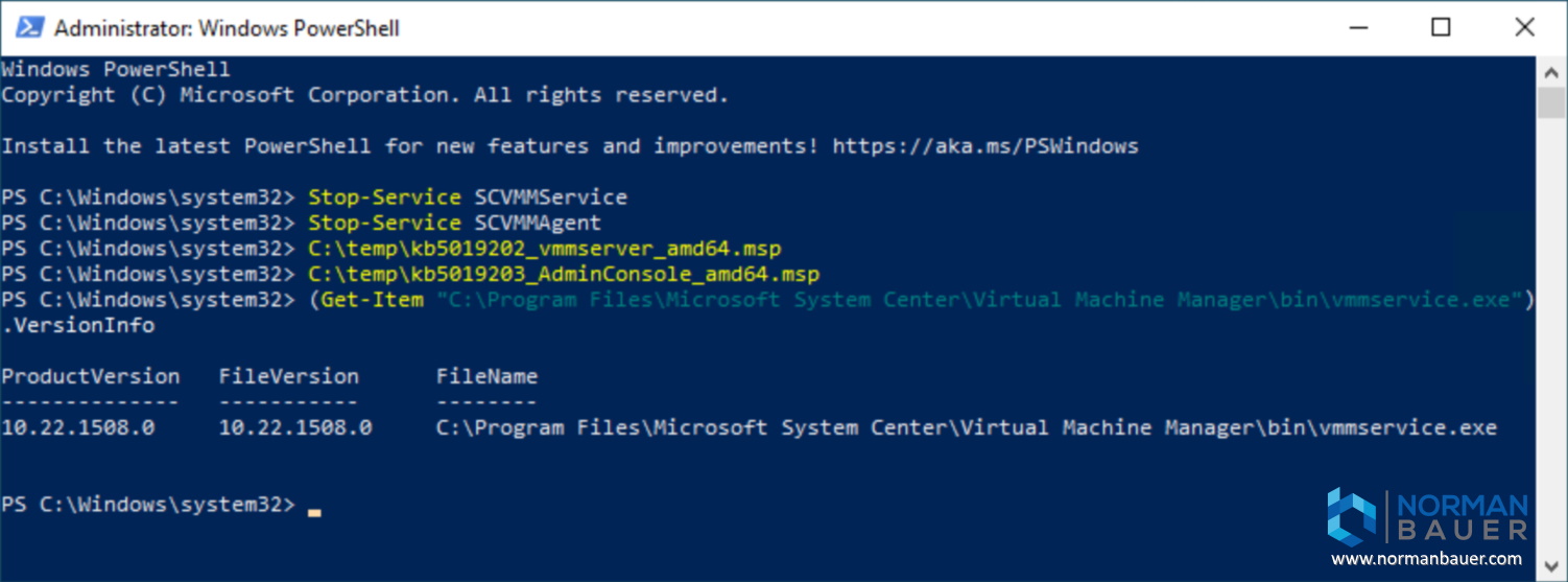 Install Update Rollup 1 for System Center 2022 Virtual Machine Manager - NORMAN BAUER